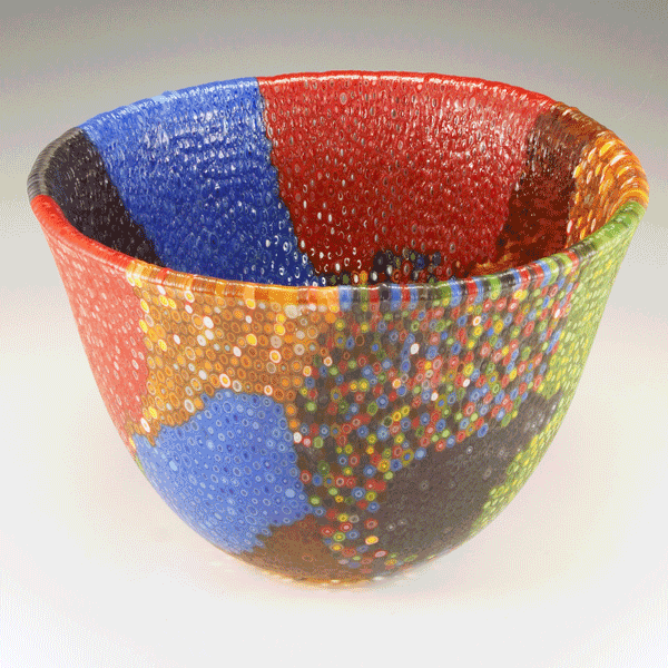 Murrini Multi-Colored Organic Edged Deep Bowl 9 1/2 inch opening, 6 ...